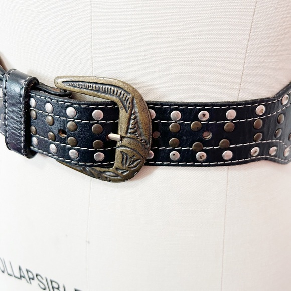 Vintage | Accessories | Vintage Western Soft Leather Black Tooled Gold ...